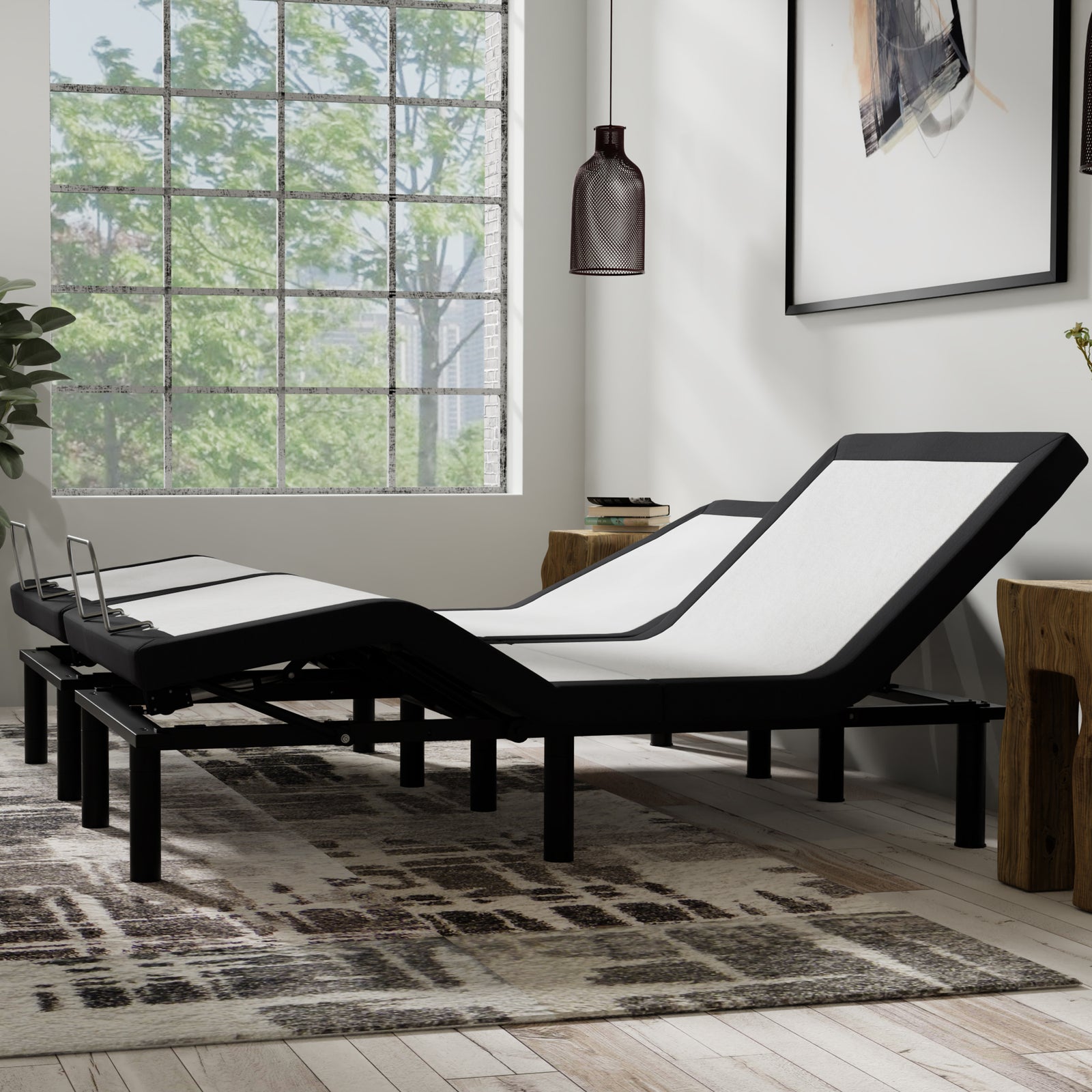 Split Top Flex Head Adjustable Bed Frame with Massage and Remote