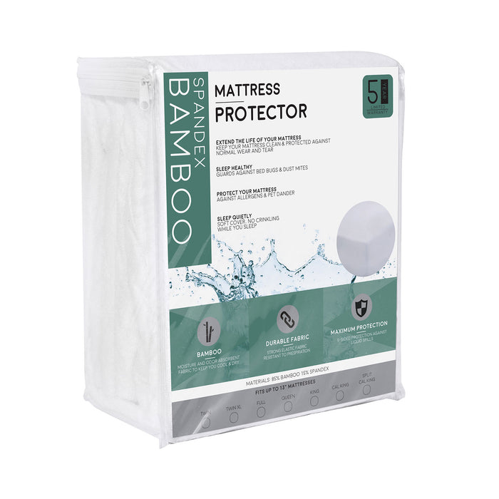 Premium Bamboo Mattress Protector - 100% Waterproof and Hypoallergenic
